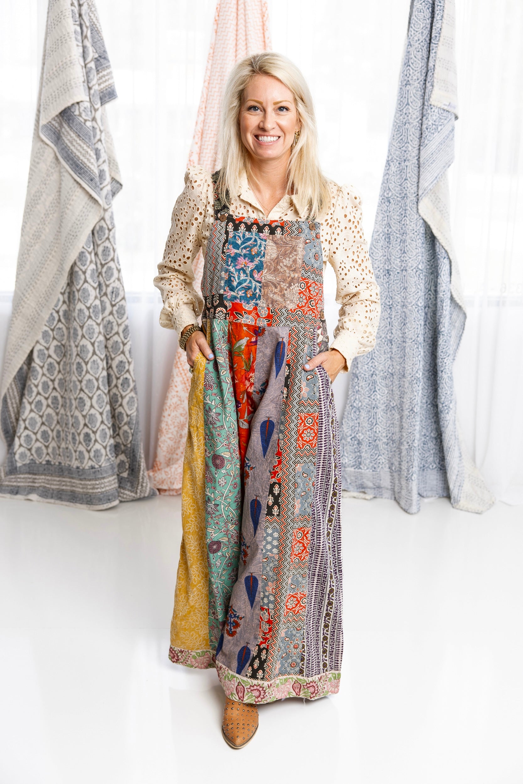 Botanical Motif Patchwork Printed Overalls – Rahab's Rope